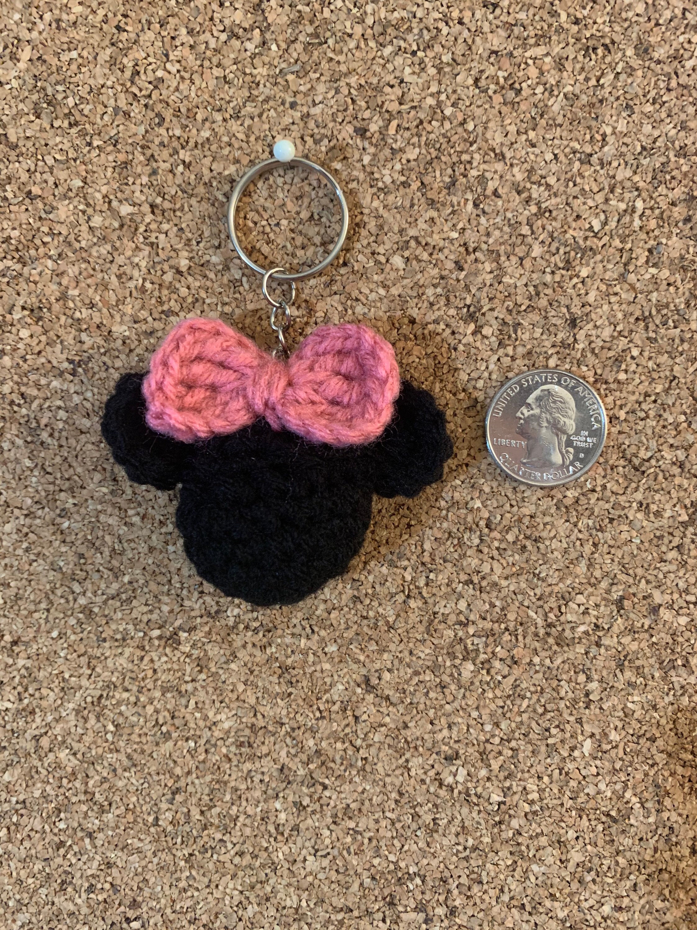 Crocheted Minnie Mouse Keychain - Etsy