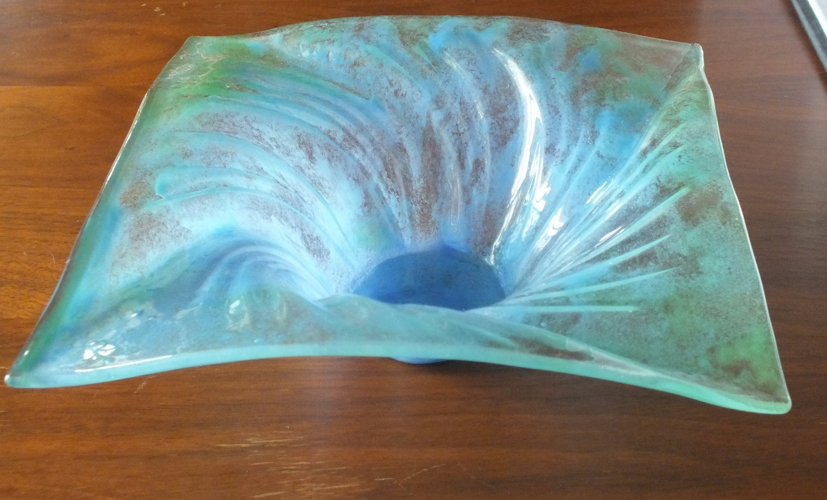 Fused and Slumped Glass Dish With a Twist - Etsy