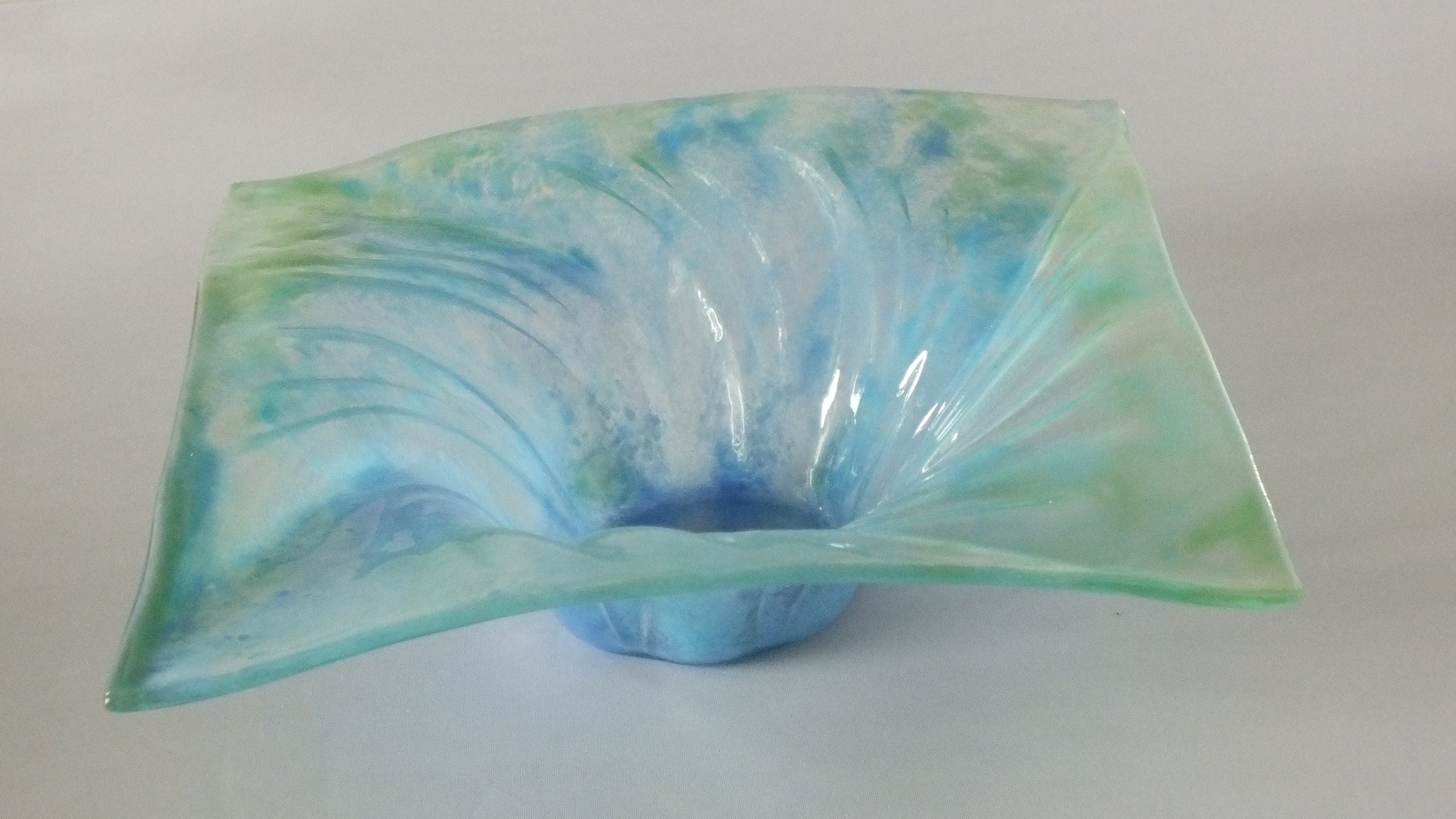 Fused and Slumped Glass Dish With a Twist - Etsy