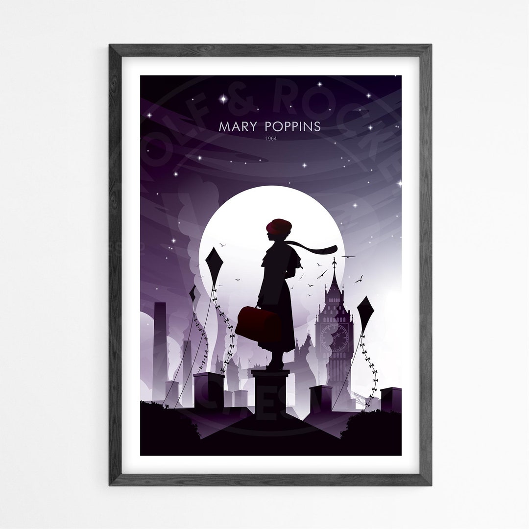 Mary Poppins Movie Poster Print, Wall Art, Minimalist Poster, Film ...