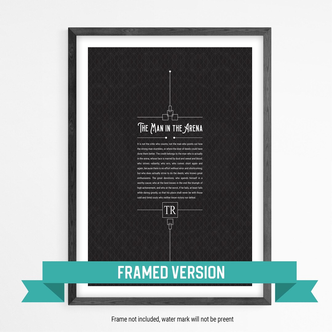 The Man in the Arena, Framed Poster Print, Inspirational Quote ...