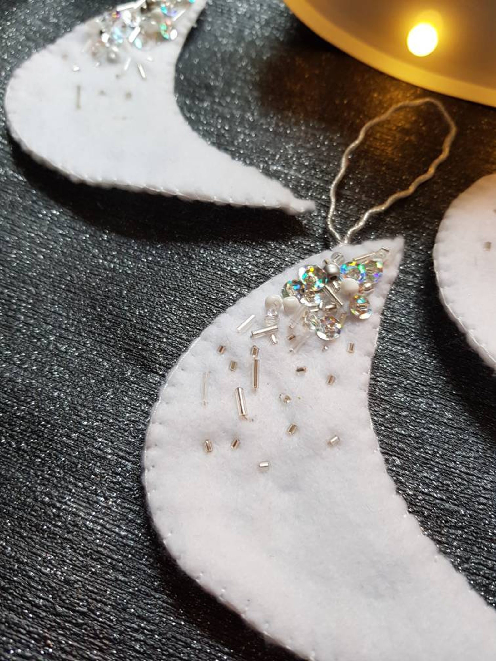 Beaded White Moon Decoration - Etsy