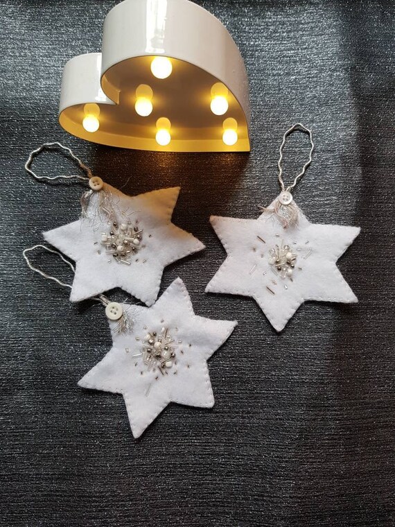 Beaded Sparkly White Christmas Star - Etsy