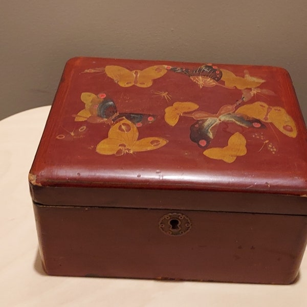 Antique Japanese Red Lacquer Box - Etsy