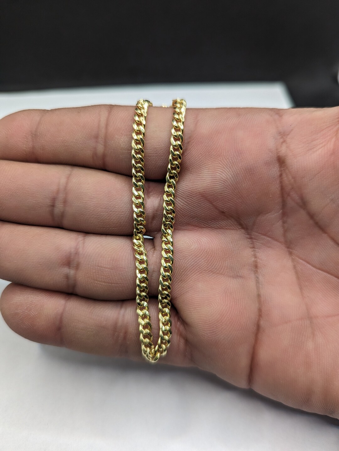 Real 10k Gold Bracelet Miami Cuban Link Men Women Bracelet 3mm Wide 8 ...