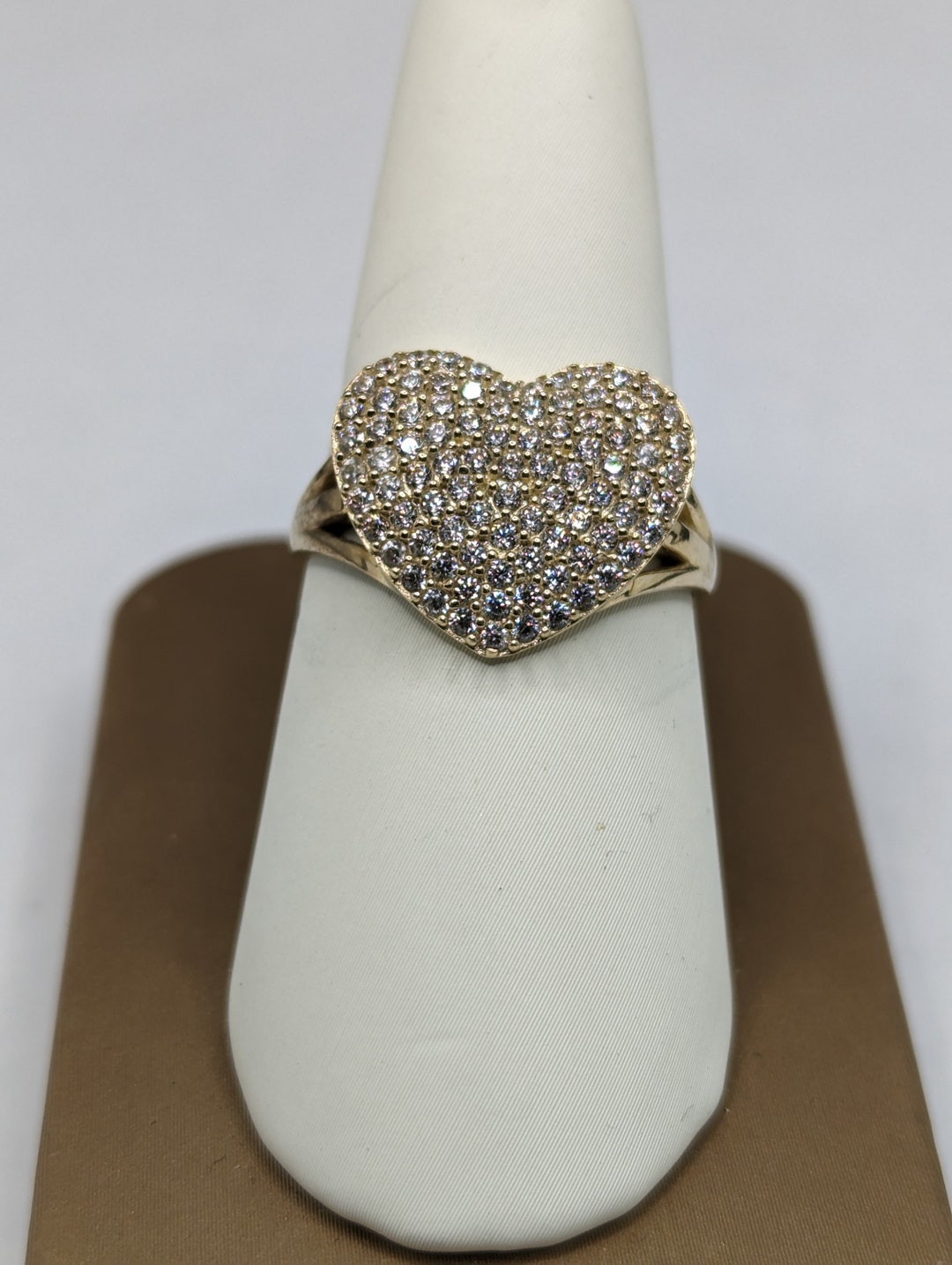 Real 10k Gold Heart Ring Women Ring White Sapphire Valentine's Day ...