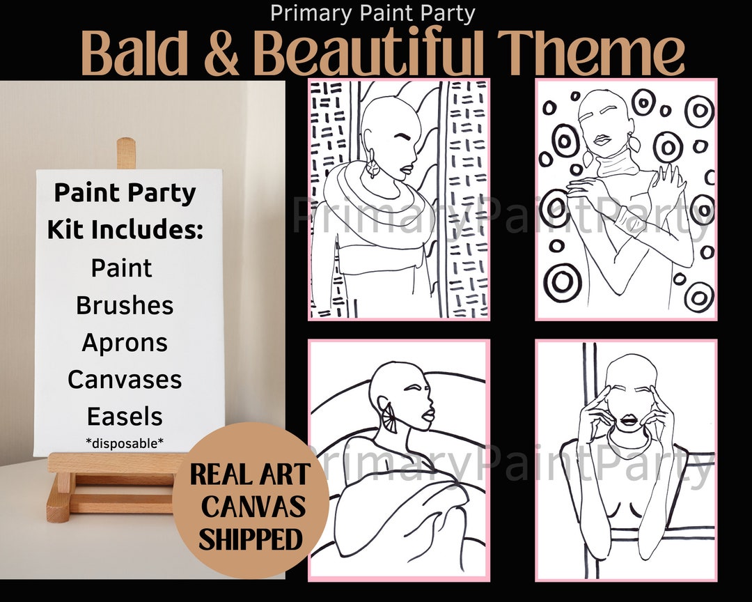 Bald and Beautiful Themed Paint Party Set | Hair Themed Paint Party ...