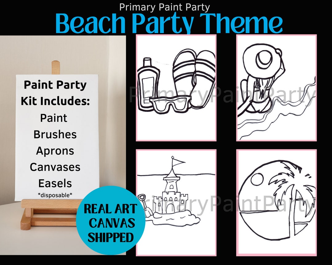 Set of 10 - Beach Party Theme Paint Party | Beach Theme Paint Party ...
