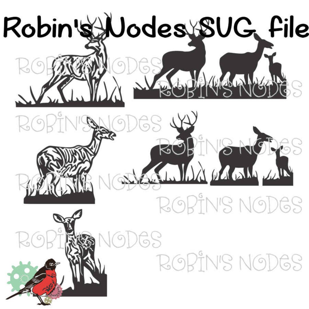 Deer SVG File ~ Set of 7 ~ Vector for Laser, Cricut, Plasma ~ Digital ...