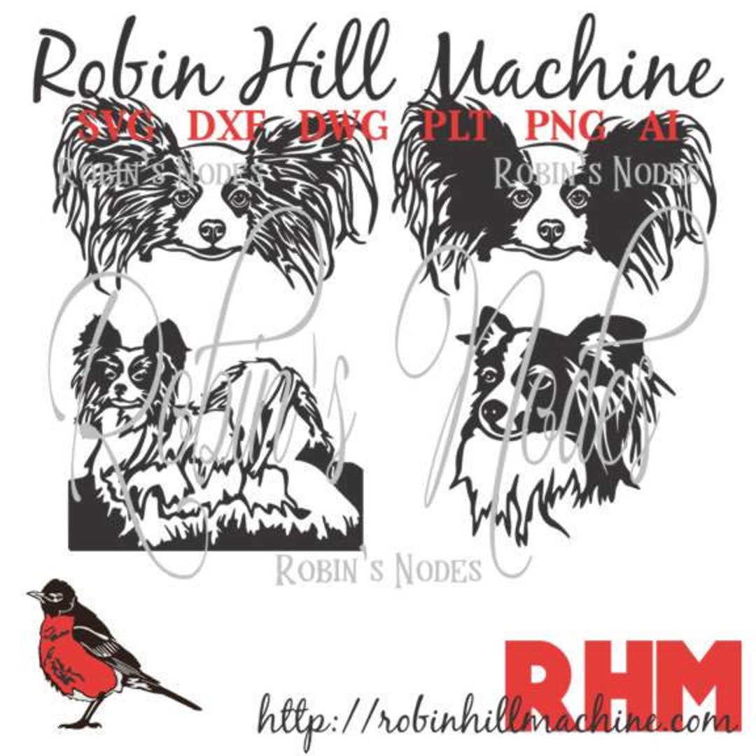 Papillion Dog SVG File Set of 4 ~ Detailed Vector for Laser and Cricut ...