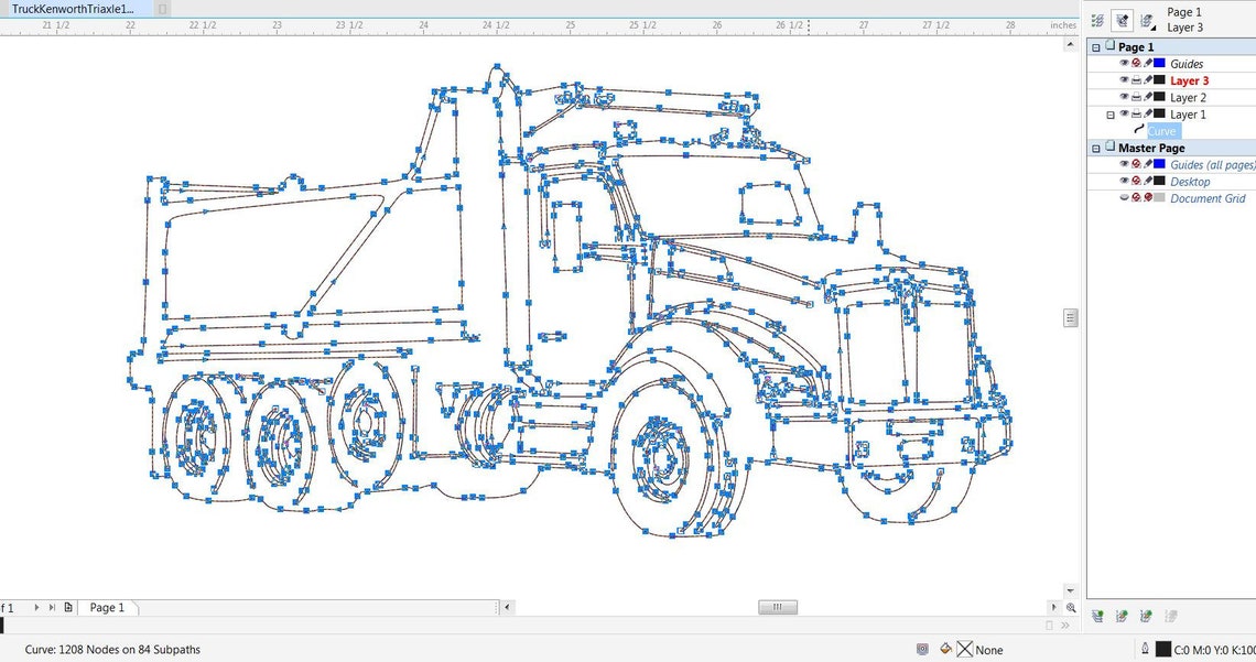 Kenworth Tri-axle Truck SVG File Detailed Vector for Laser - Etsy