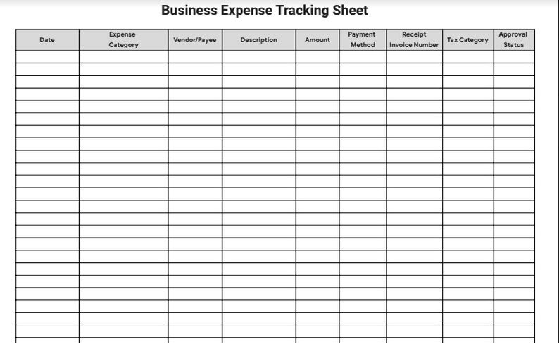Business Expense Tracking Sheet, Expense Management, Financial Tracking ...