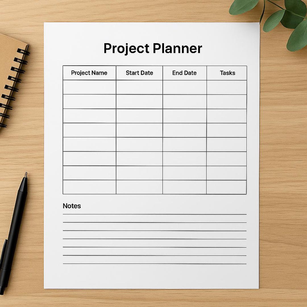 Project Planner PDF | Editable Printable Project Planning Template ...