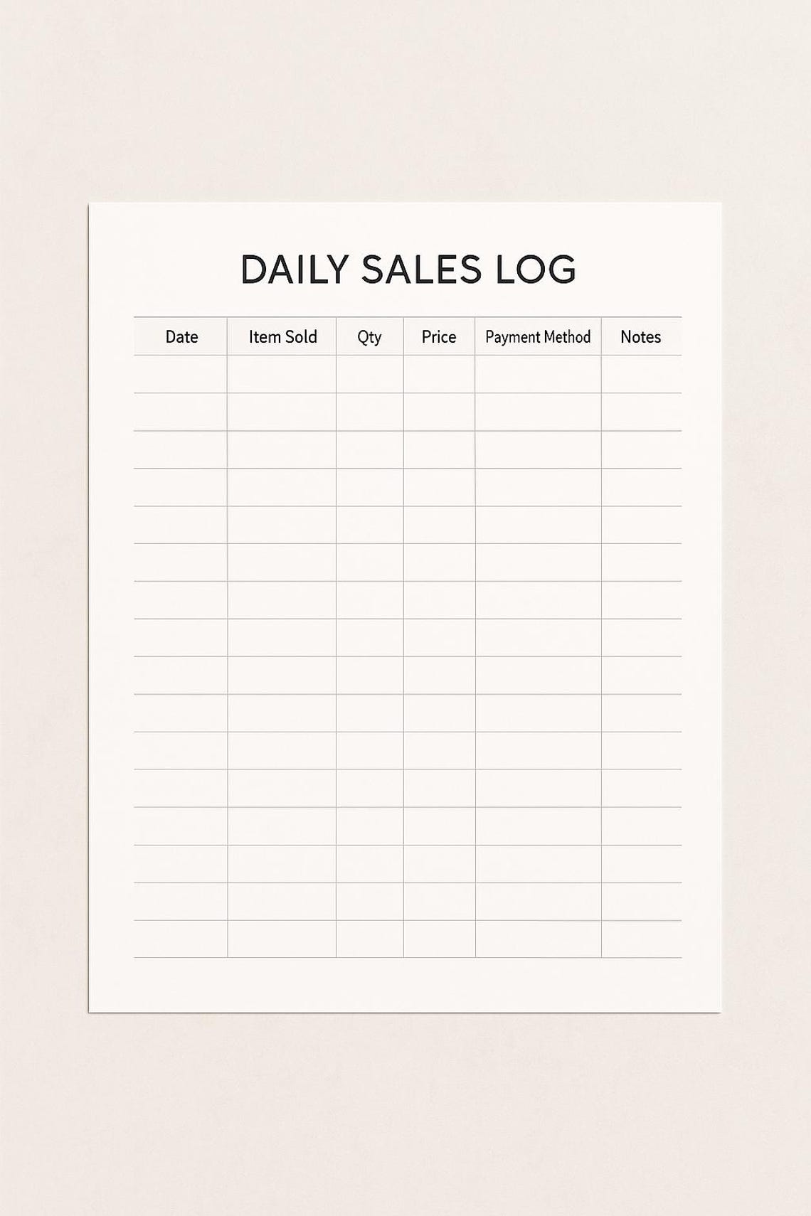 Printable Daily Sales Log – Instant Download, Daily Sales Tracker ...