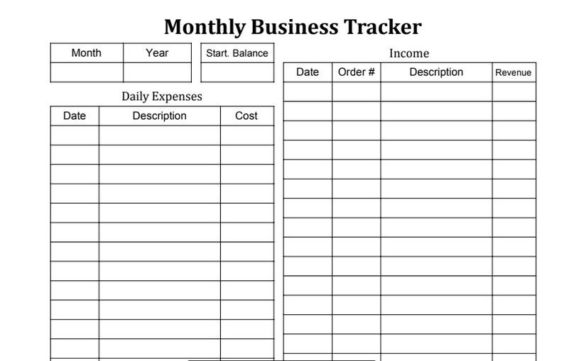 Monthly Business Income and Expense Tracker, Bills, Savings, Income ...