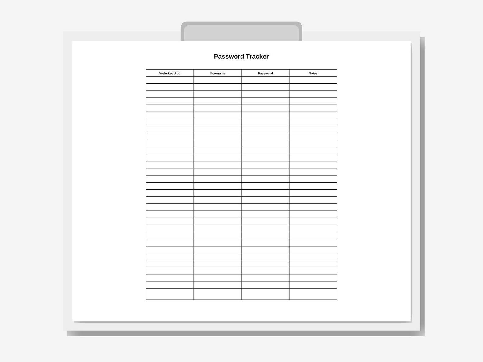 Password Tracker Printable | Full Page PDF | Login & Account Organizer ...