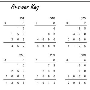 Multiplication Practice Sheet With Answer Key, Math, School, Learning ...