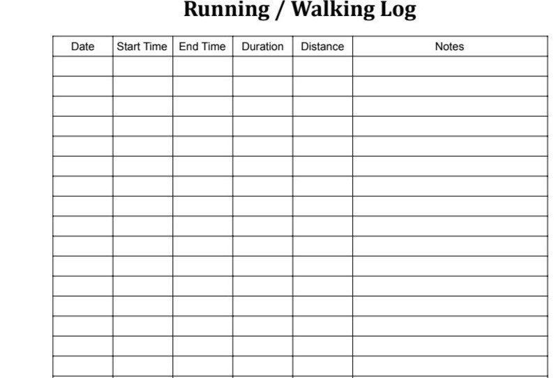 Running and Walking Log, Tracker, Track Progress, Hiking, Personal ...