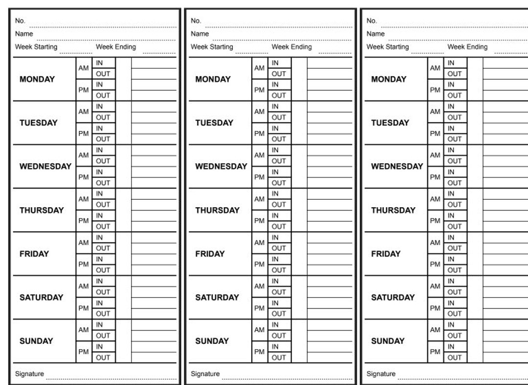 Time Card Biweekly Time Sheet Cards Work Log Hours Worked - Etsy Australia