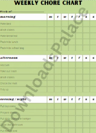6 Different Color Weekly Chore Chart, Chore Chart, Kids Chore Chart ...