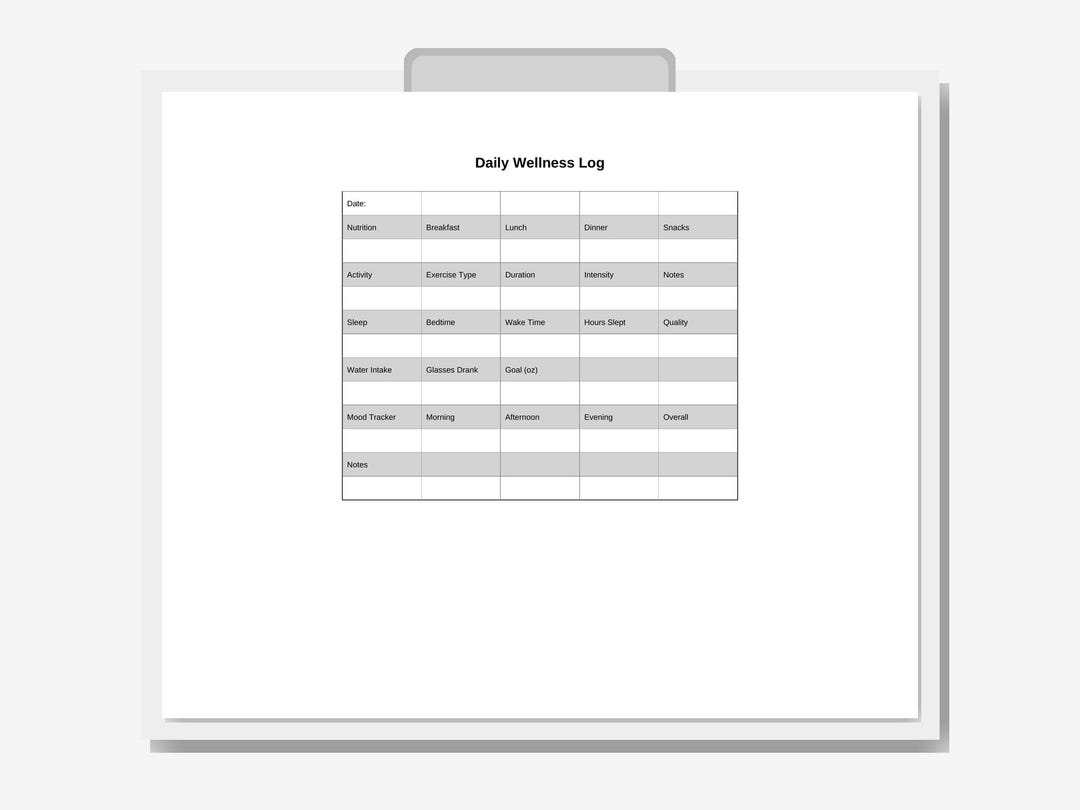 Daily Wellness Log Printable | Full Page PDF | Health, Fitness & Self ...
