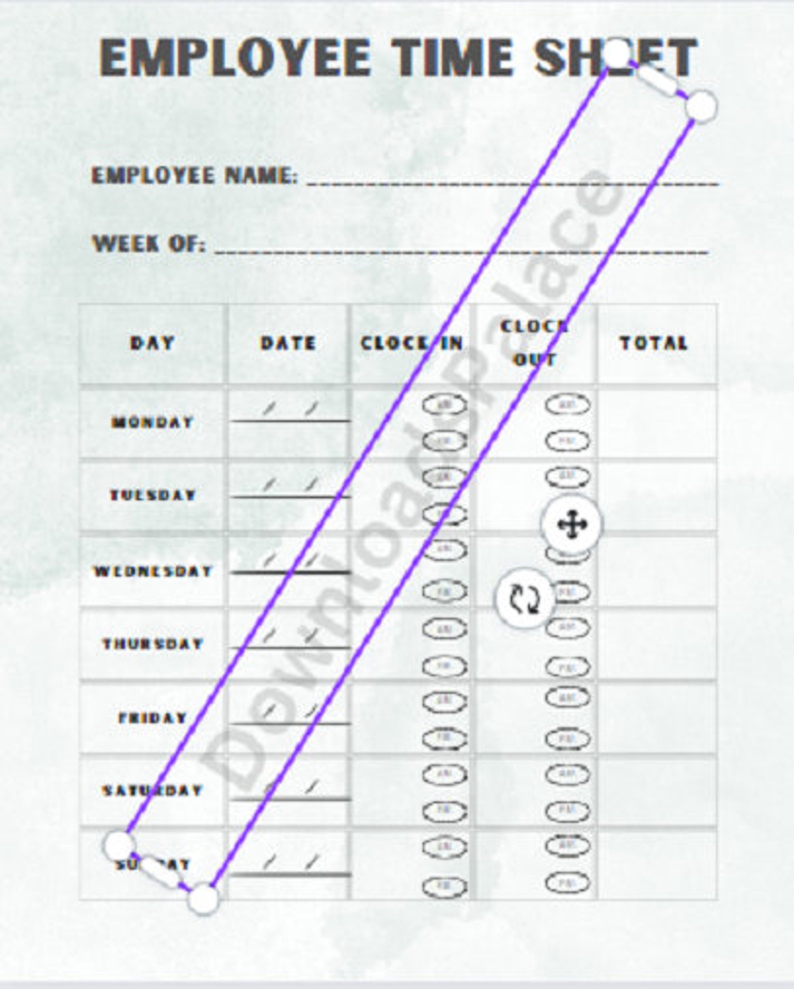 Employee Time Sheet, 4 Different Colors, Weekly Time Sheet, Employee ...
