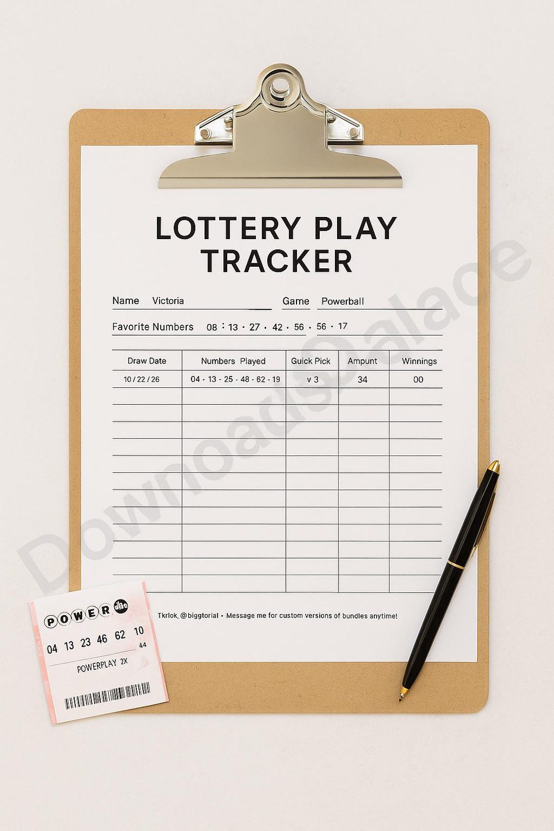 Lottery Play Tracker Printable | Powerball & Mega Millions Log Sheet ...