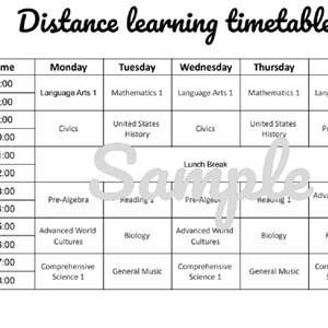 Distance Learning Timetable Virtual School Schedule Online - Etsy