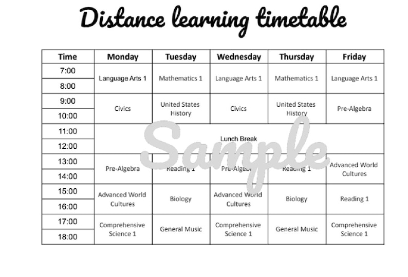 Distance Learning Timetable Virtual School Schedule Online - Etsy
