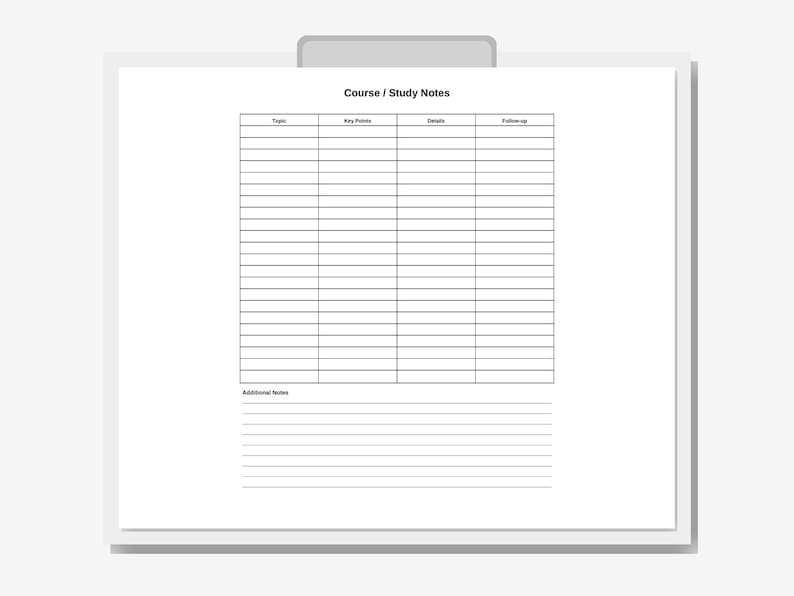 Study Notes Planner Printable | Full Page PDF | Note Taking & Study ...