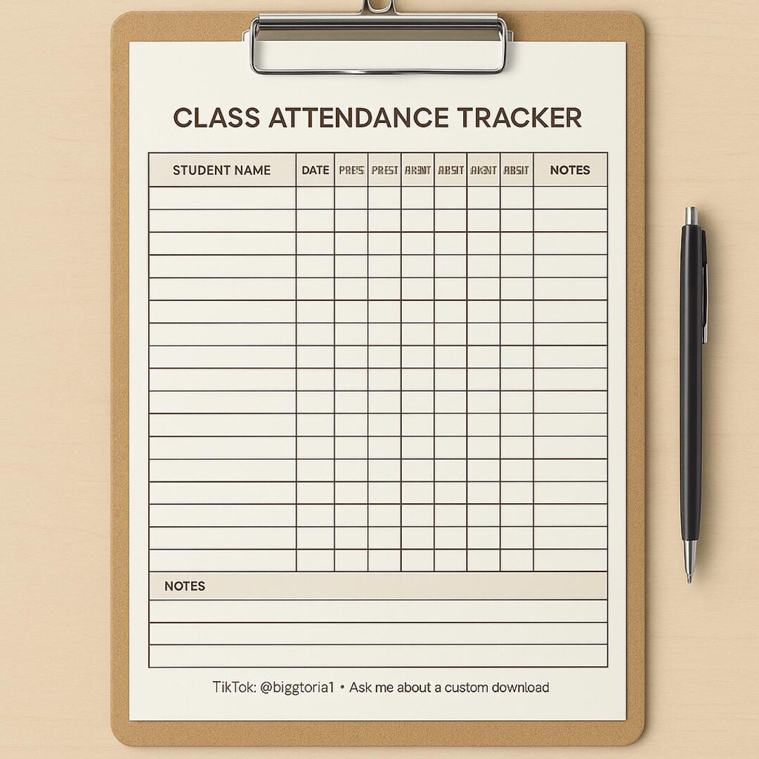 Class Attendance Tracker Printable | Editable Attendance Sheet ...