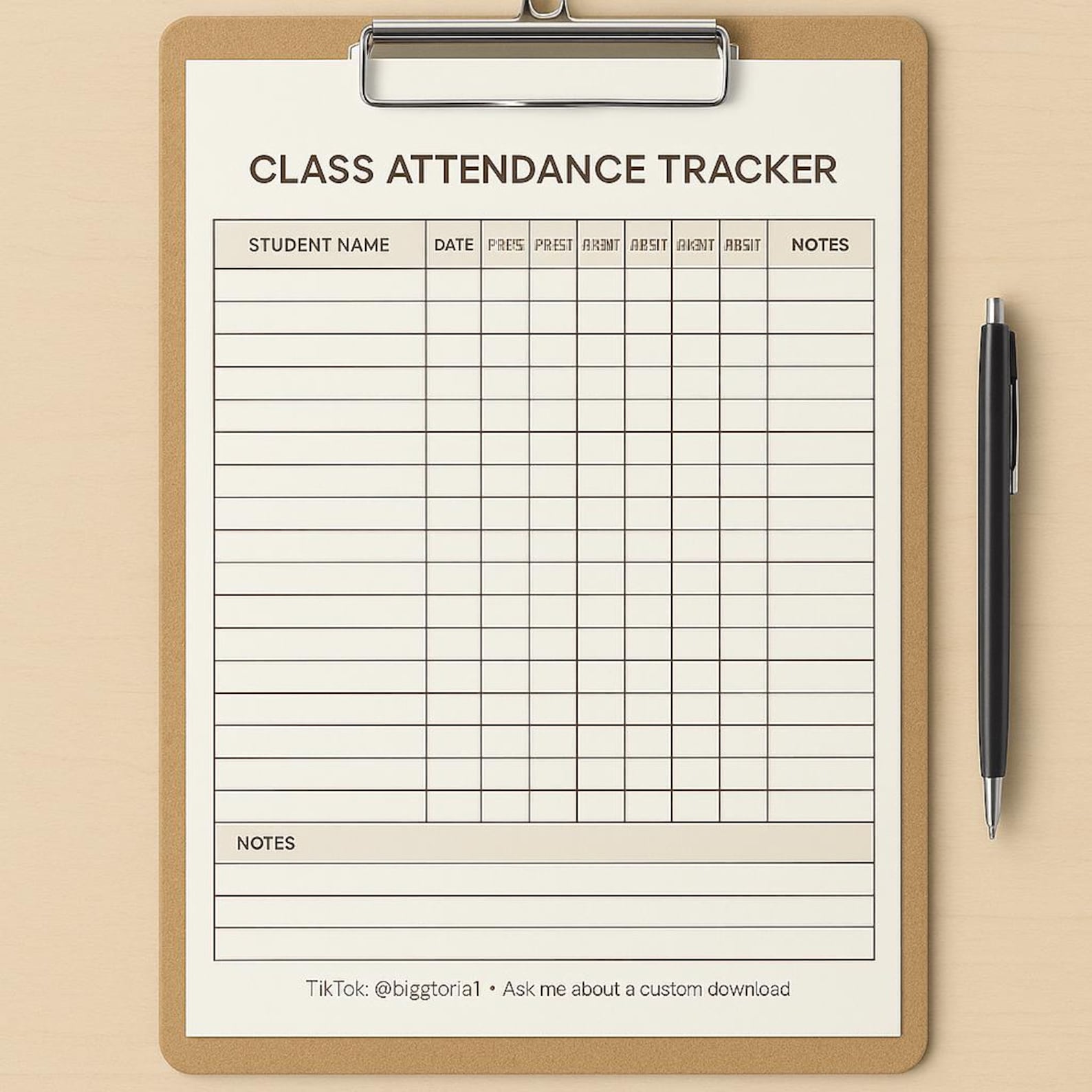 Class Attendance Tracker Printable | Editable Attendance Sheet ...