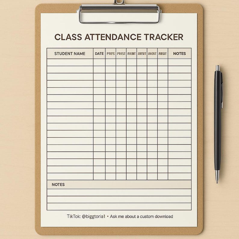 Class Attendance Tracker Printable | Editable Attendance Sheet ...