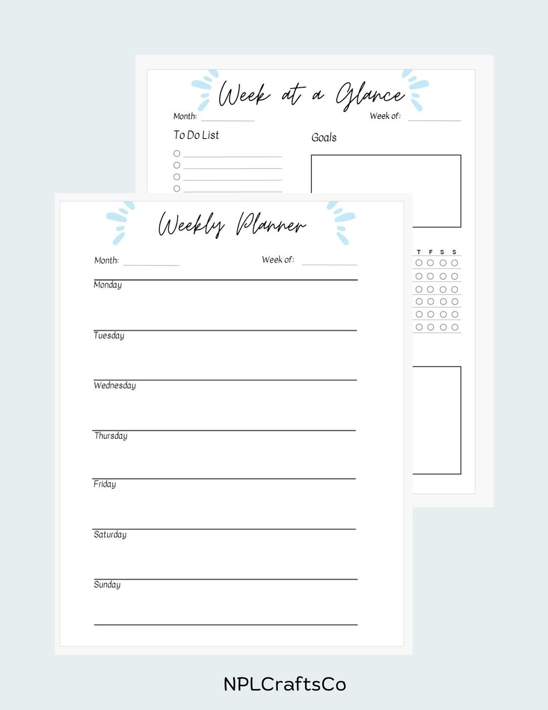 Weekly Planner, Week at a Glance Printable - Etsy