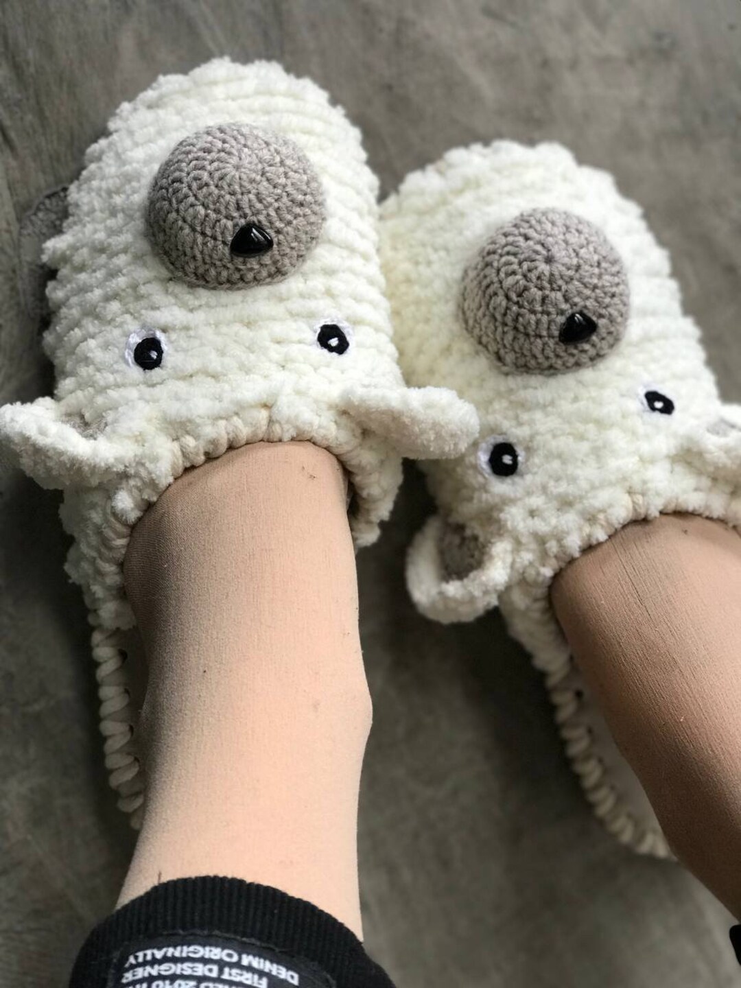 Home Slippers Crochet Teddy Bear House Cute Womens Animal Fuzzy ...