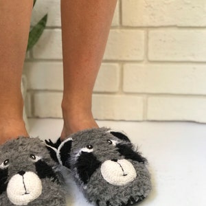 Raccoon Slippers, Wild Woodland Raccoon Slippers, Hand Made Slippers ...