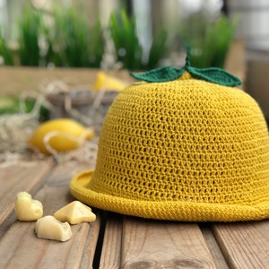 Lemon Crochet Sun Hat – Handmade Fruit Hat for Baby to Adult – Summer ...
