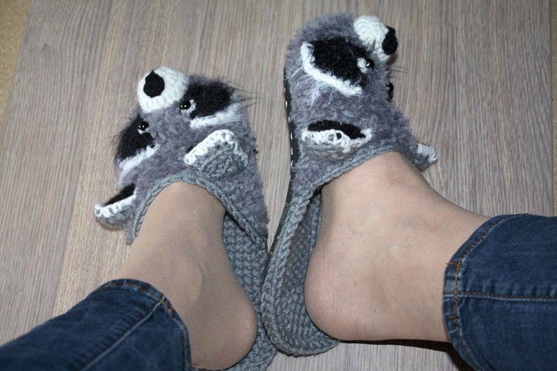 Raccoon slippers wild woodland raccoon slippers hand made | Etsy