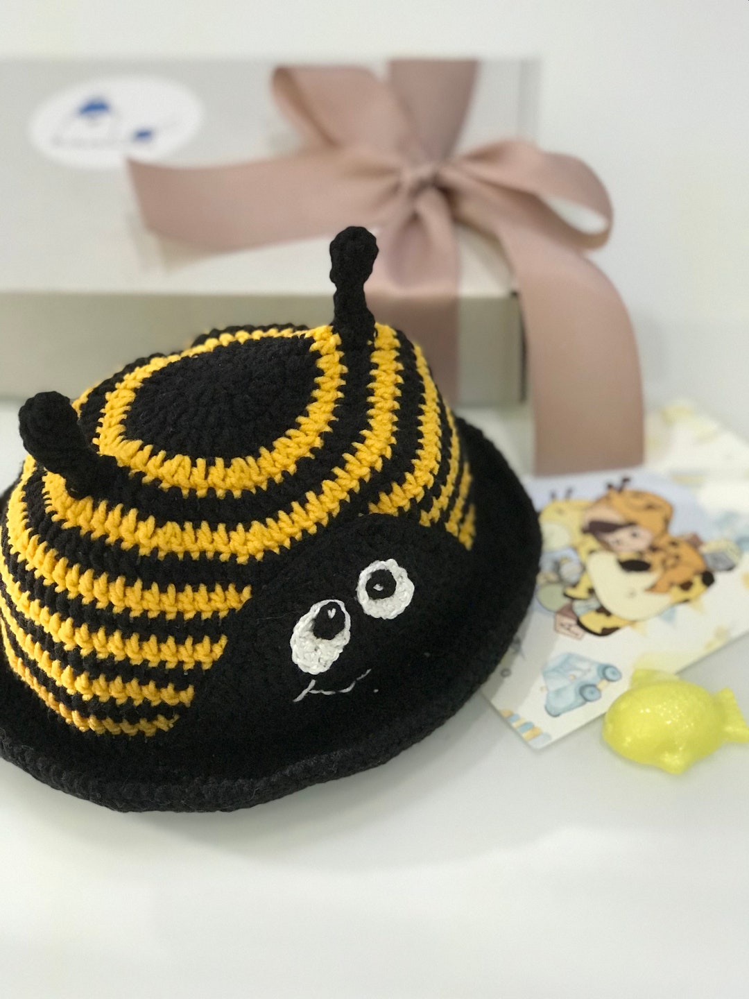 Mom to Be Bumble Bee Cute Crochet Bucket Hat 100% Cotton Gift for ...