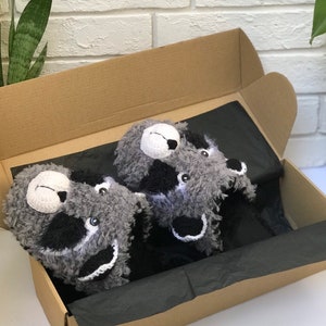 Raccoon Slippers, Wild Woodland Raccoon Slippers, Hand Made Slippers ...