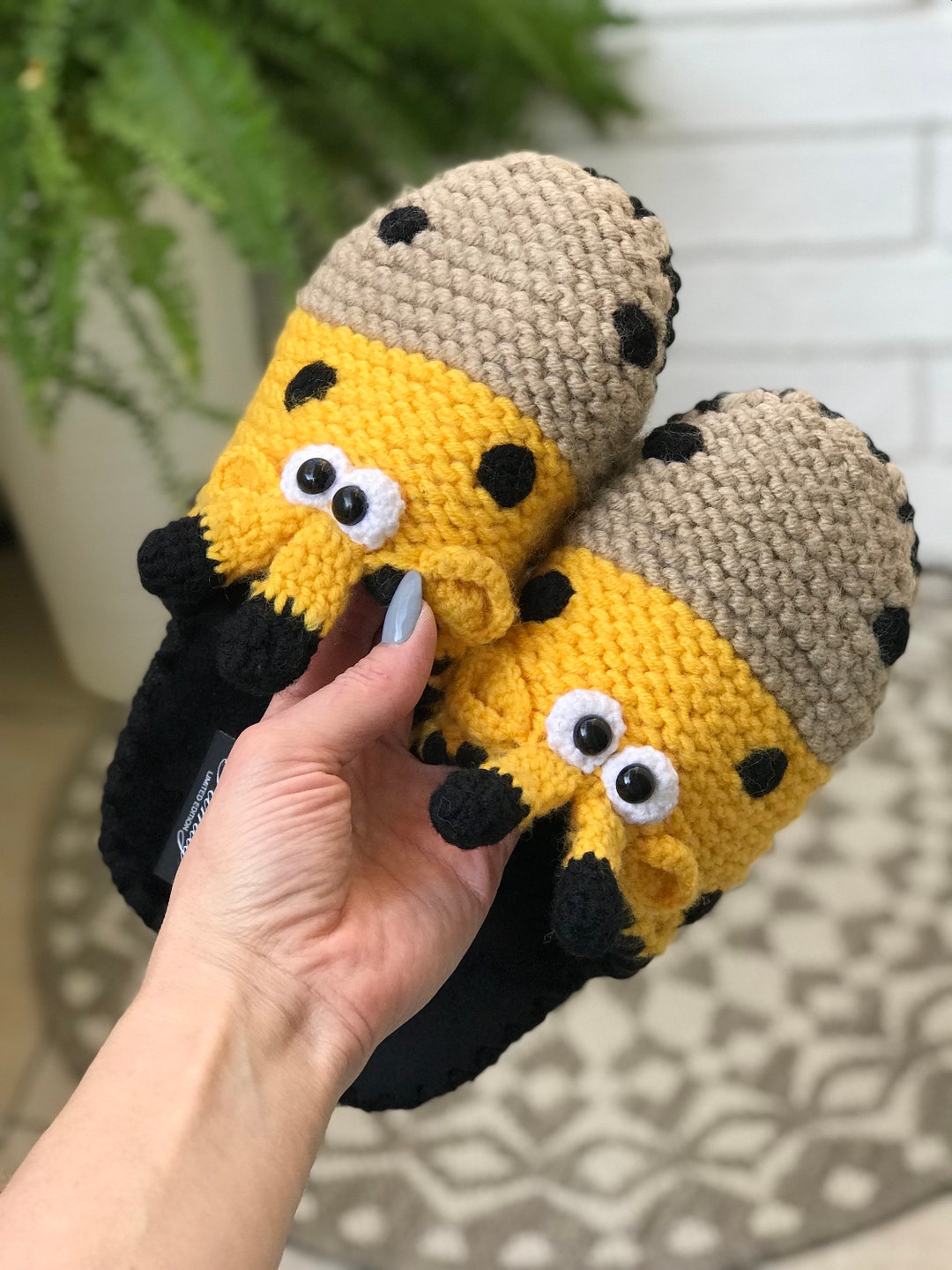 Funny Giraffe Slippers – Handmade Animal House Shoes, Cozy Warm Crochet ...