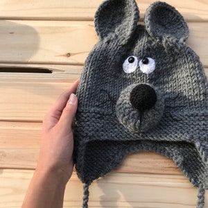 Handknit Ratty Hat Cozy Winter Animal Hats Rat Hat Crochet Rat Hat Baby ...