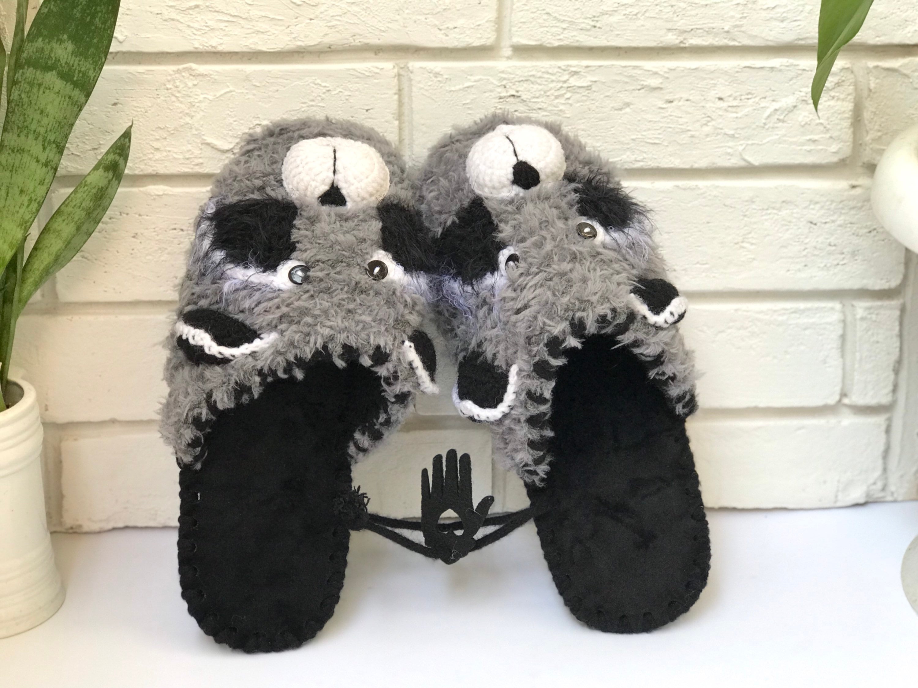 Raccoon Slippers Wild Woodland Raccoon Slippers Hand Made | Etsy