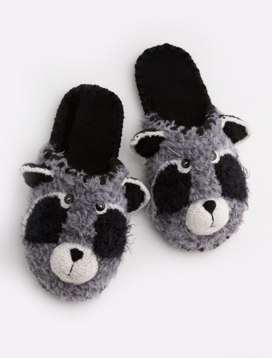 Funny Raccoon Slippers – Cozy Crochet Animal Shoes, Cute Handmade Gift ...