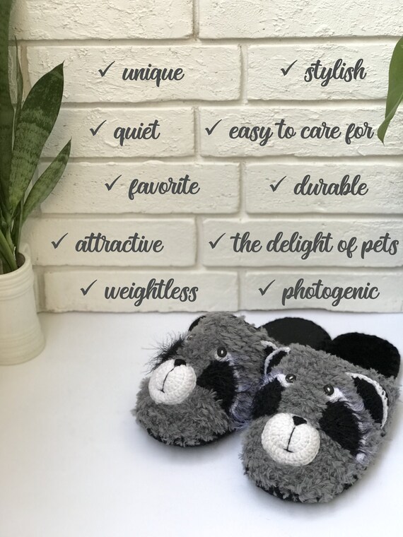 Raccoon Slippers Wild Woodland Raccoon Slippers Hand Made | Etsy