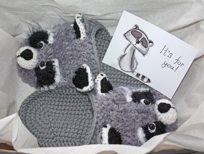 Raccoon slippers wild woodland raccoon slippers hand made | Etsy