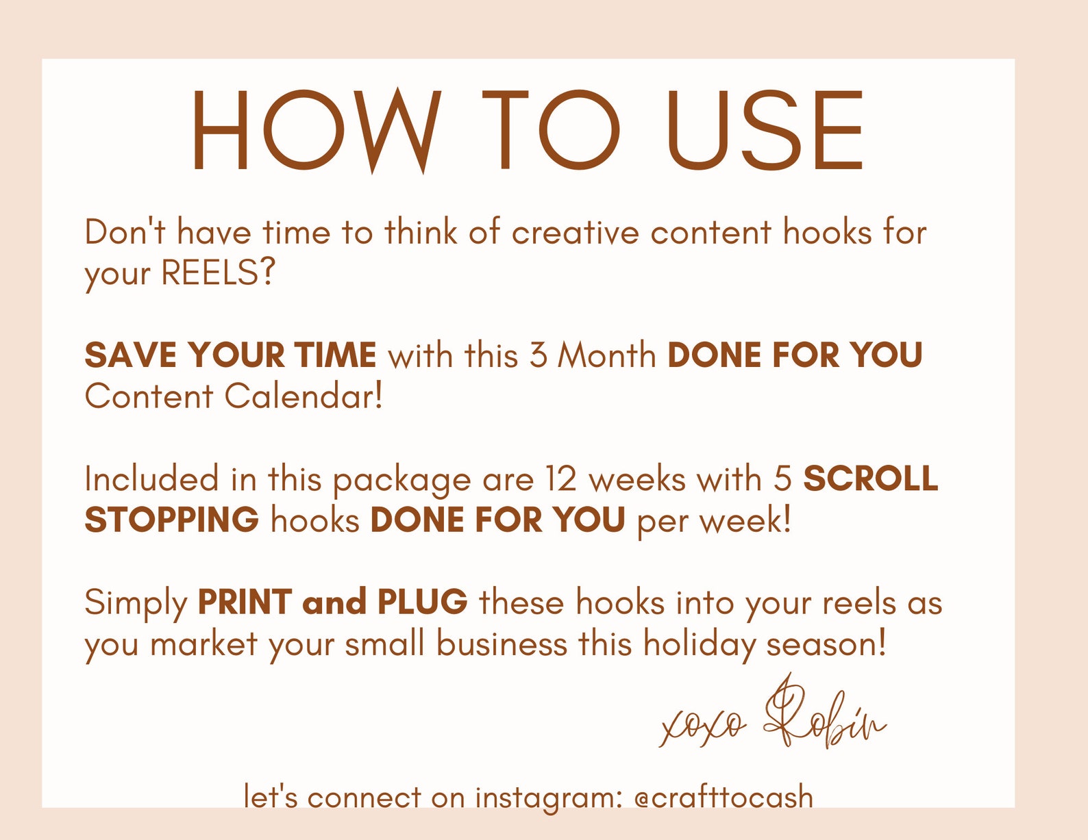3 Month Printable DONE FOR YOU Content Hooks for Instagram Reels ...