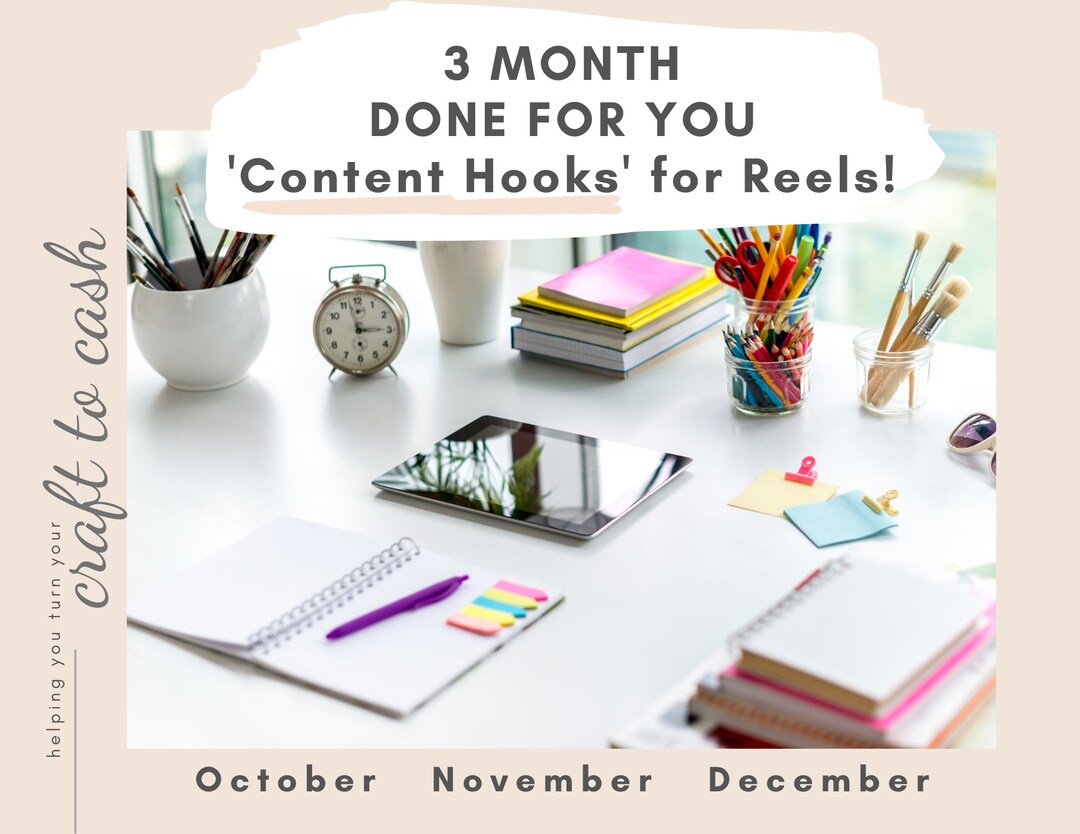 3 Month Printable DONE FOR YOU Content Hooks for Instagram Reels ...