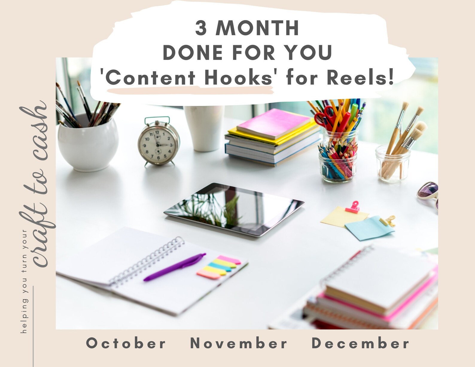 3 Month Printable DONE FOR YOU Content Hooks for Instagram Reels ...