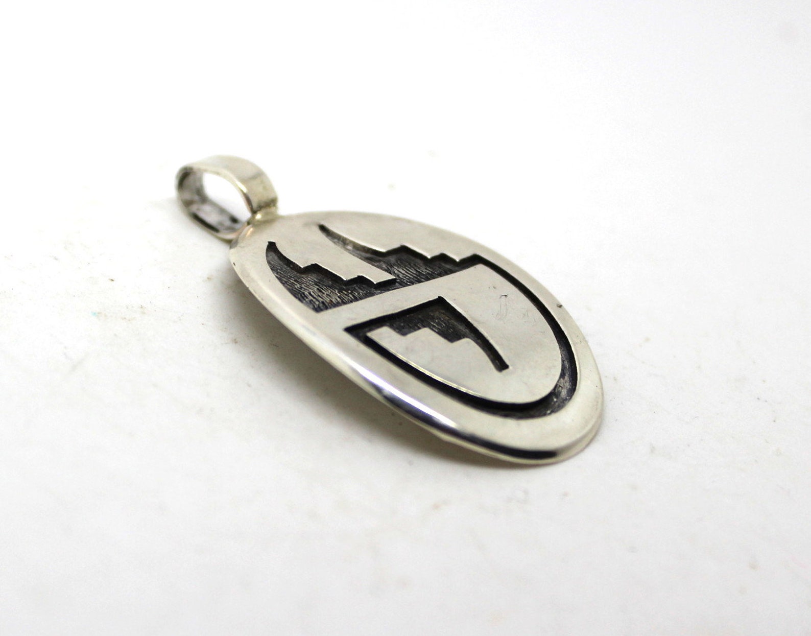 Vintage Hopi Silver Overlay Pendant | Etsy